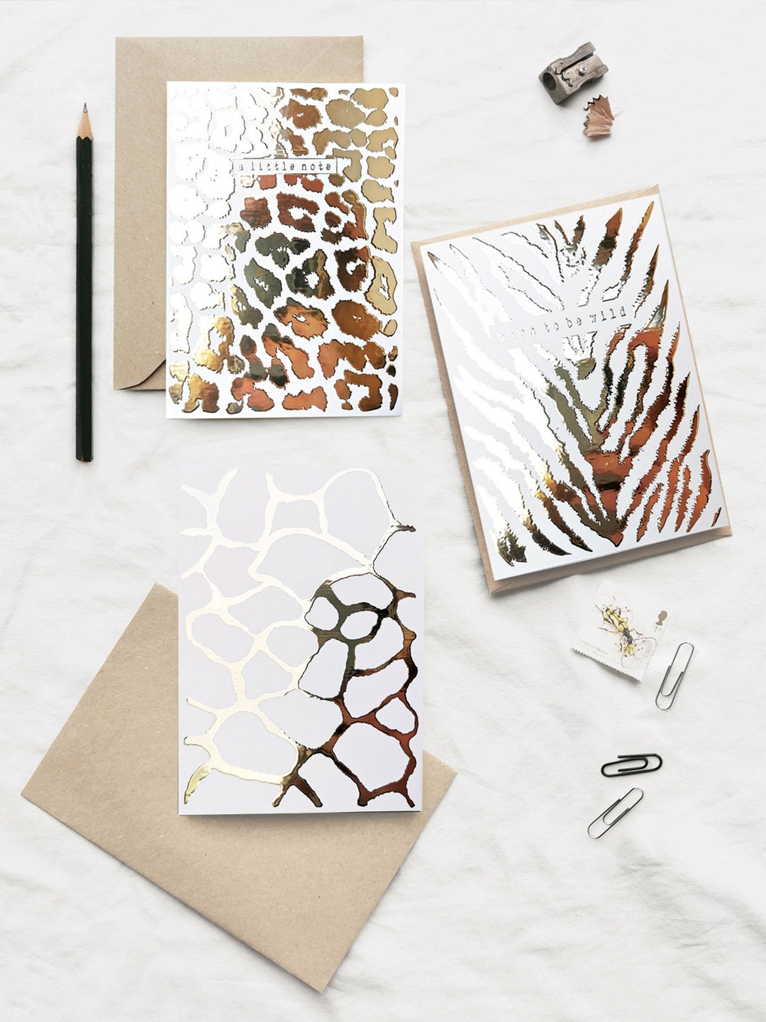 Set of 6 Animal Print Card Set Animal Print Cards Animal - Etsy