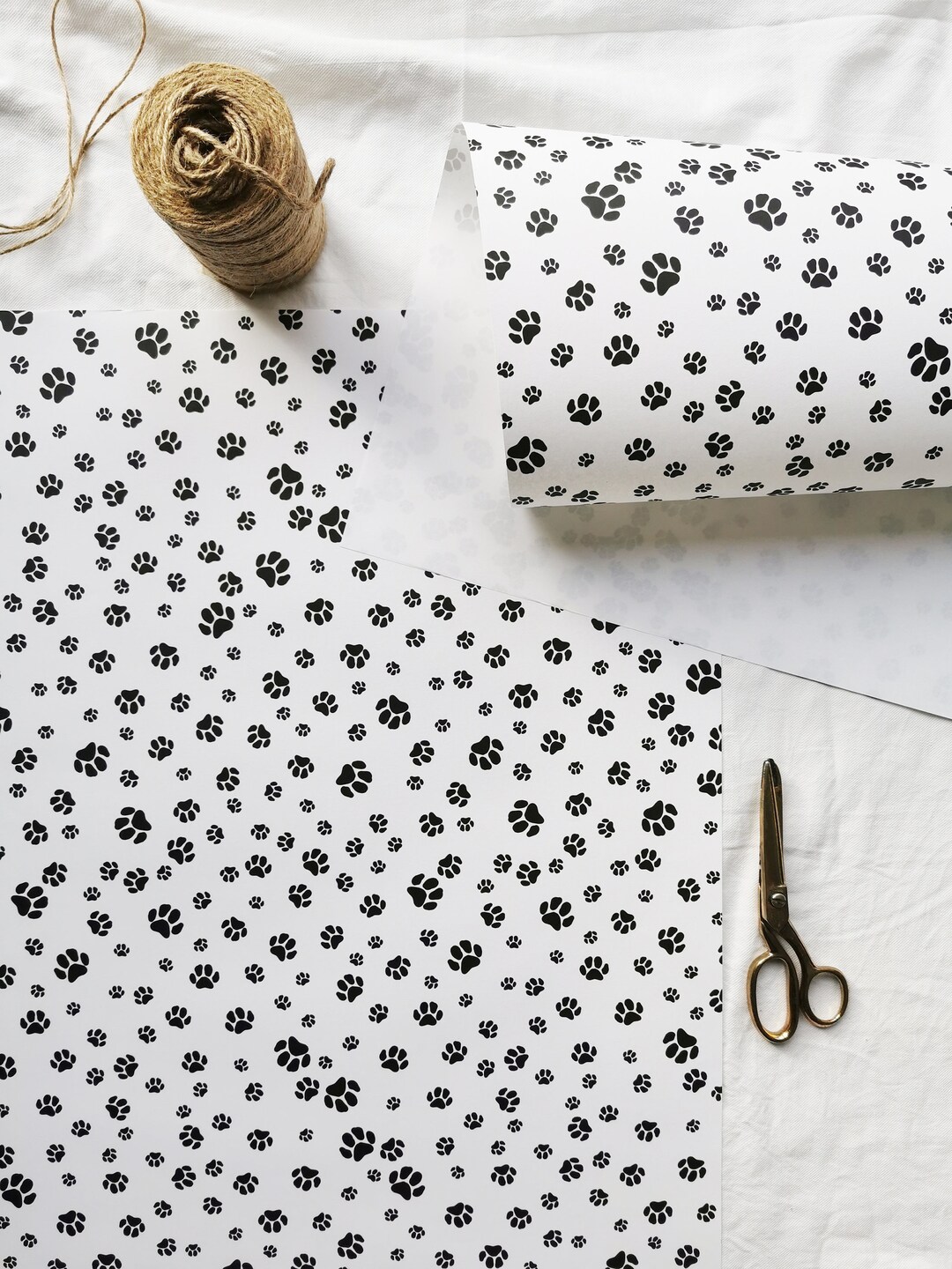 Recyclable Dog Paw Print Wrapping Paper Dog Design Eco Wrapping Paper ...