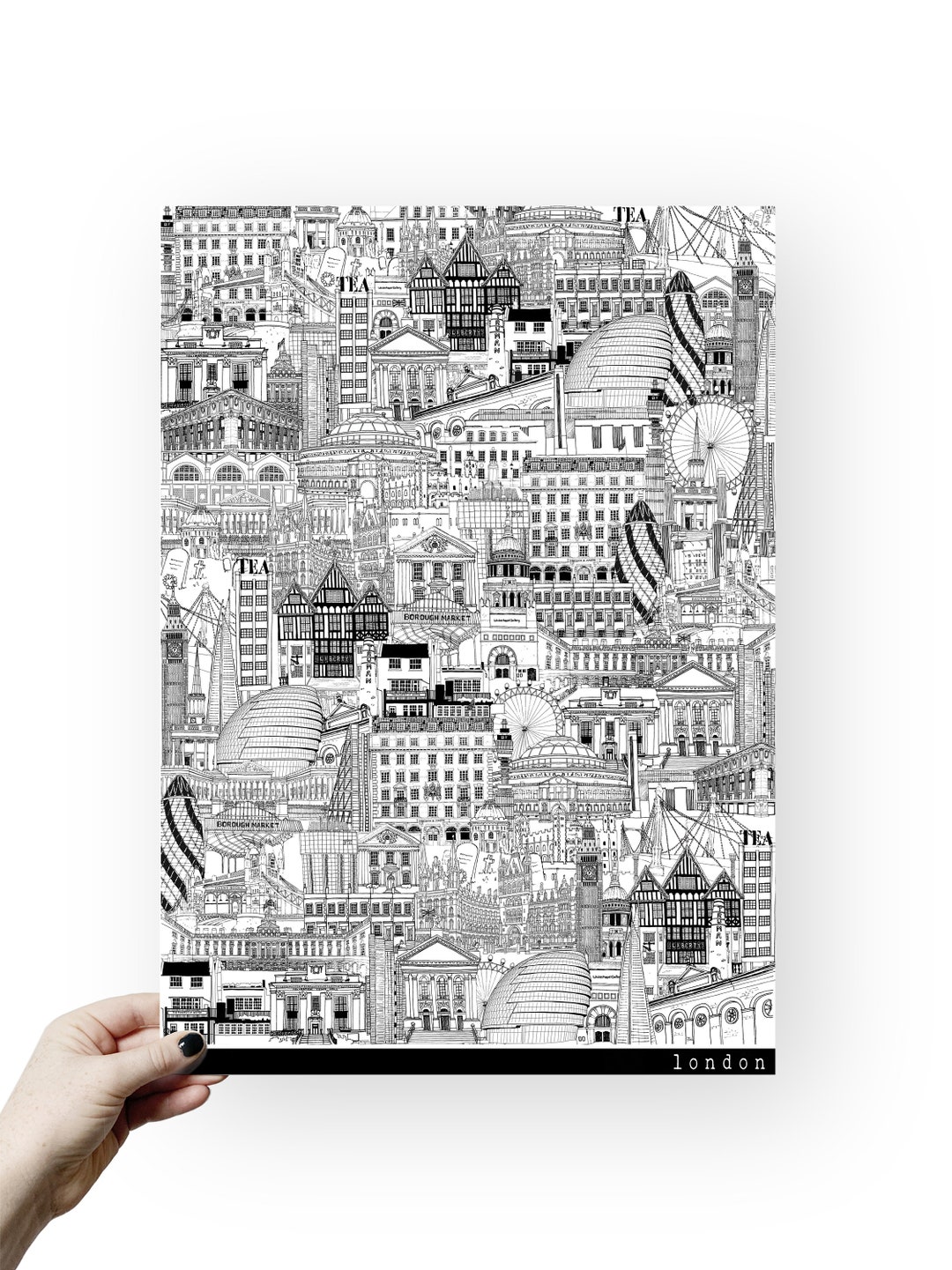 London Landmarks Wall Art Architecture of London Illustration London ...