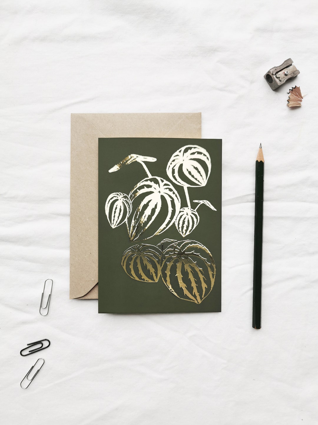 Set of 6 Green Botanical Cards Botanical Plant Cards Botanical Art ...