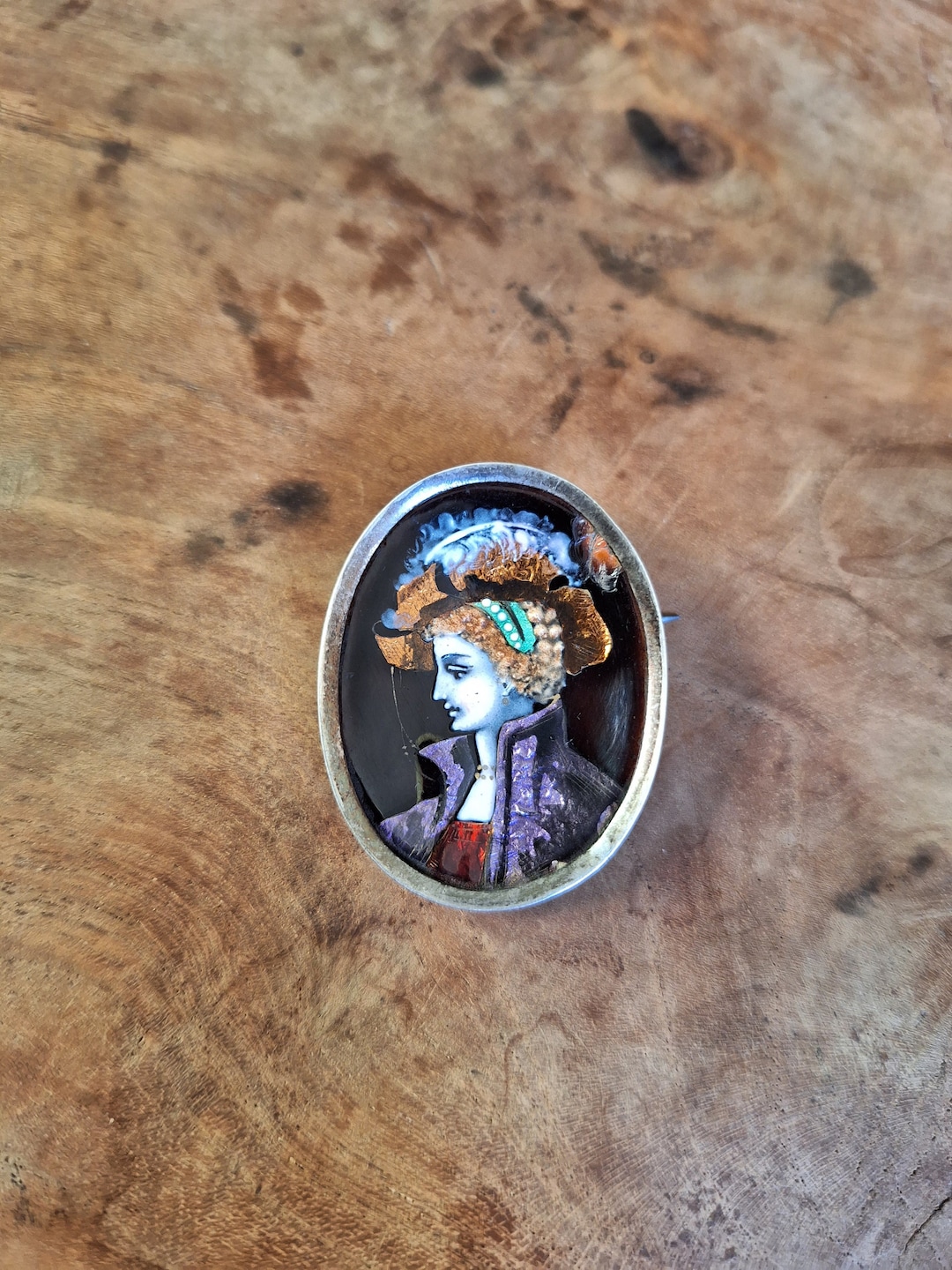 19th Century Brooch in Solid Silver With Wild Boar Mark and Enamels ...