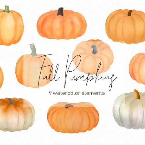 Watercolor Fall Clipart Watercolor Pumpkins Clipart Pumpkin - Etsy