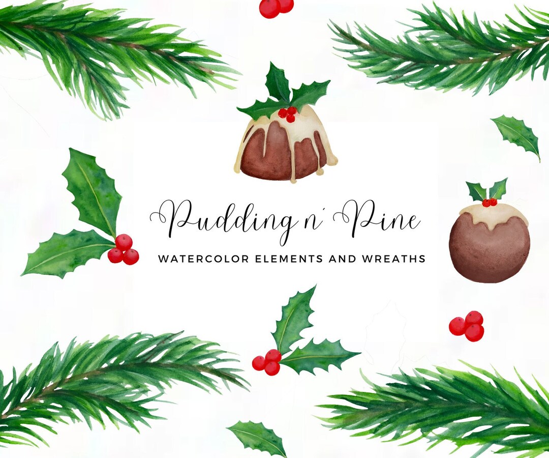 Handpainted - Watercolor Figgy Pudding - Christmas Pudding Clipart ...