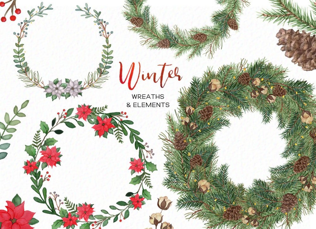 Christmas Wreath Clipart Winter Wreath Clipart Christmas - Etsy Canada