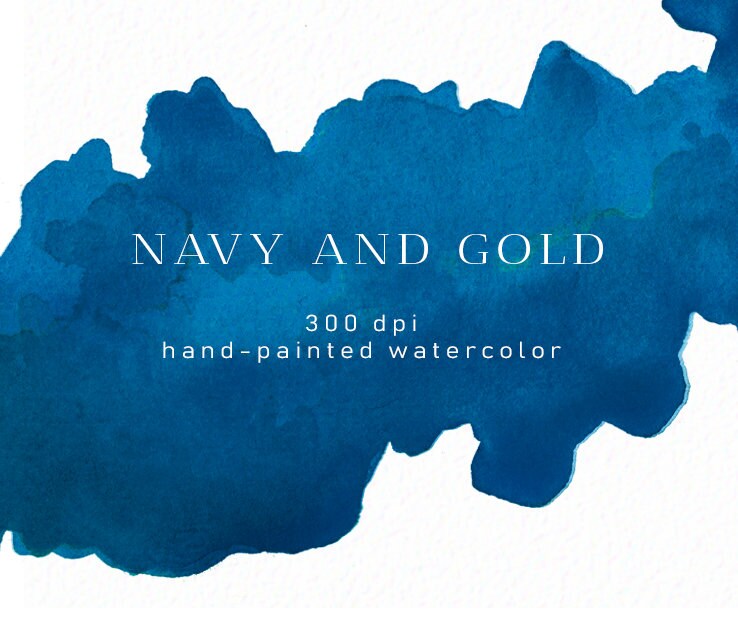 Navy Watercolor Clipart Navy and Gold Watercolor Brush | Etsy