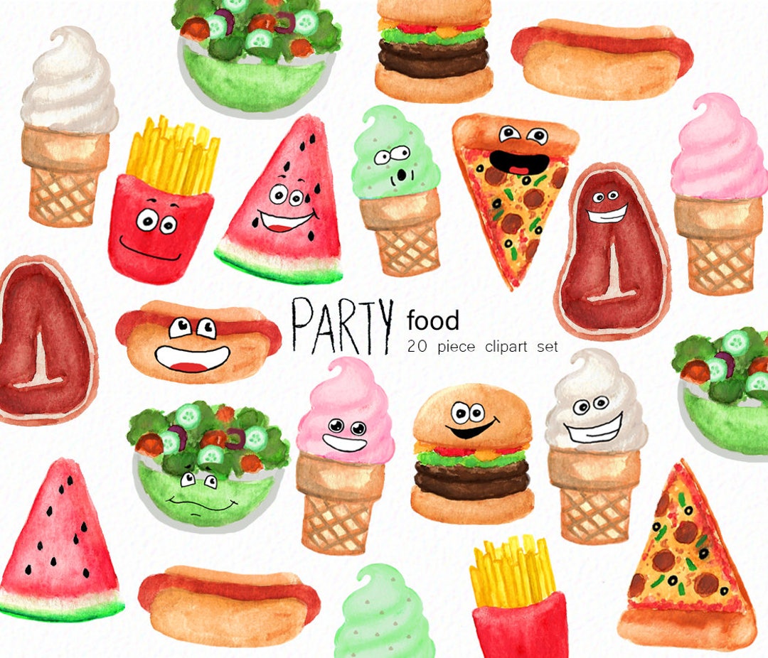Watercolor Food Clip Art Cute Food Cute Clipart Birthday Clipart Bbq ...