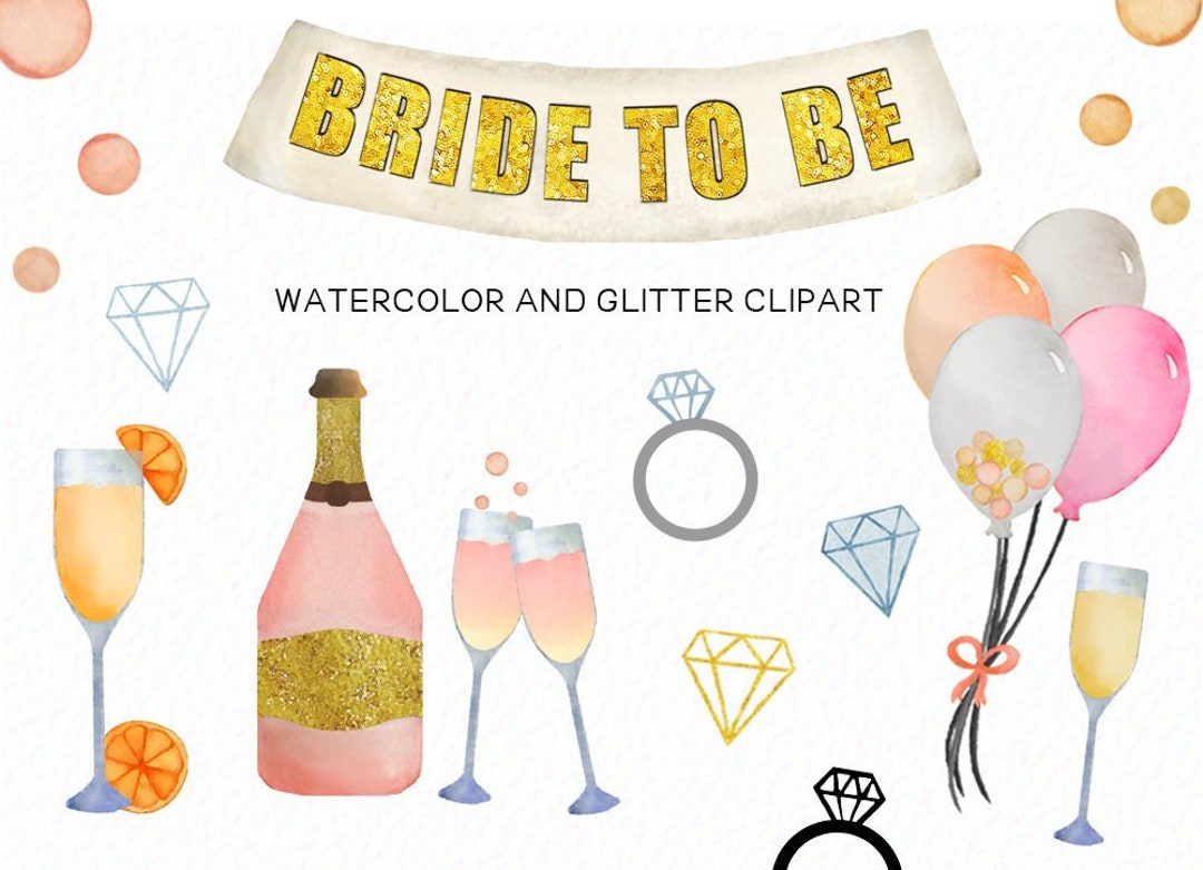 Handpainted Bride Clipart - Blush and Rose Gold - Bridal Clipart ...