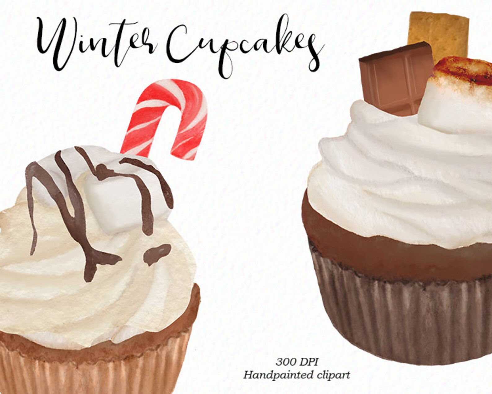 Winter Cupcake Clipart Watercolor Baking Clipart Winter - Etsy