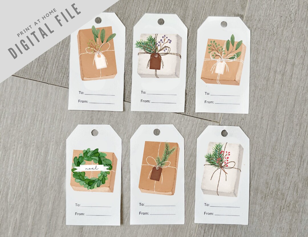 Printable Holiday Gift Tags, Digital Christmas Gift Tags, Present Tags ...