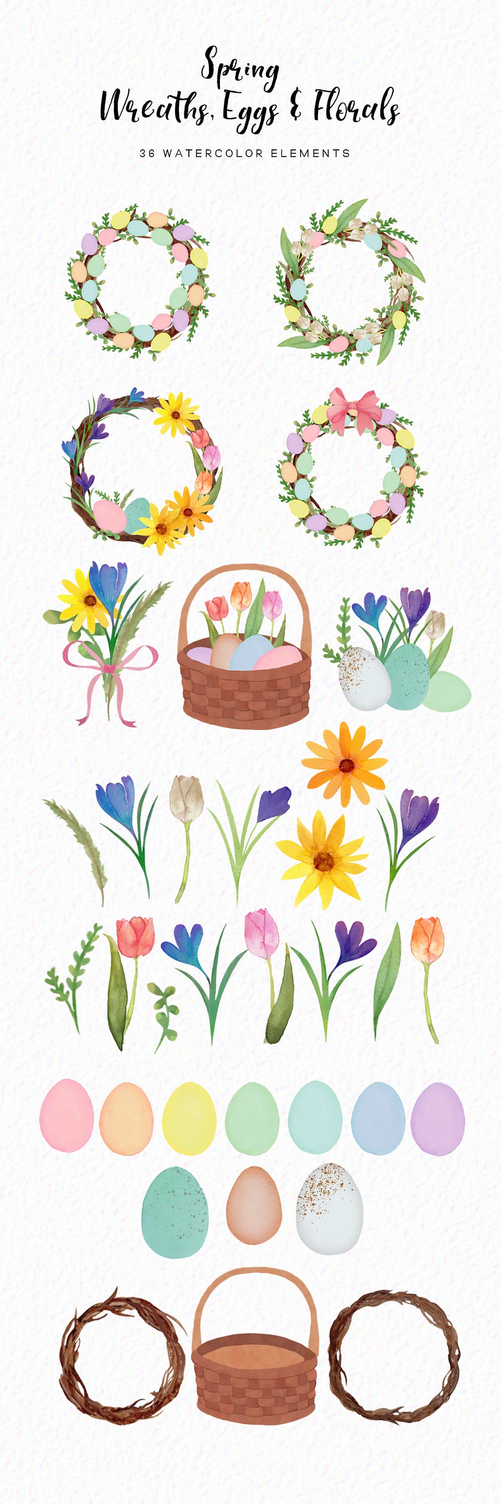 Spring Clip Art Easter Clipart Wreath Clipart Easter | Etsy