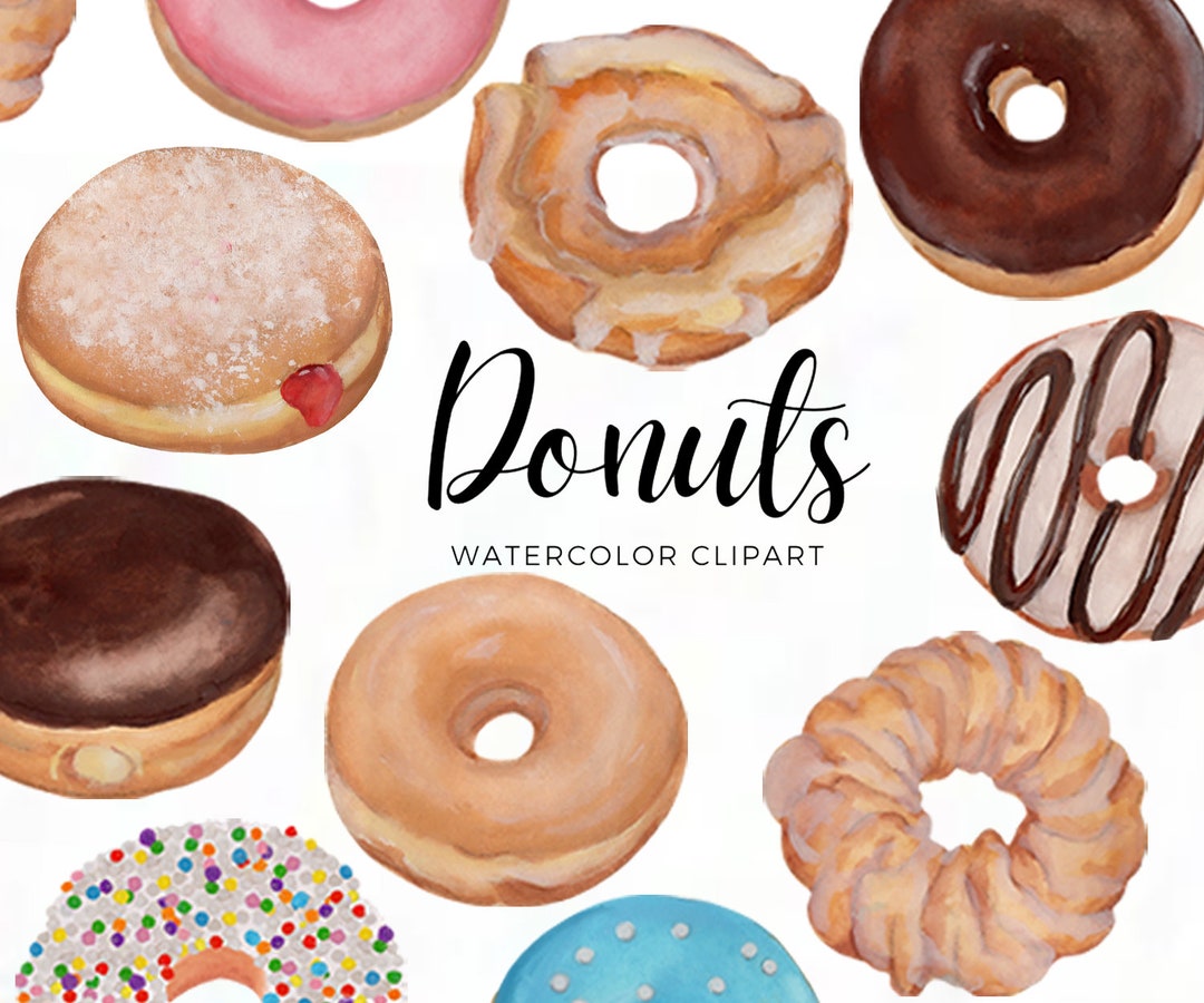 Handpainted Donut Clipart - Watercolor Cinnamon Buns - Food Clip Art ...