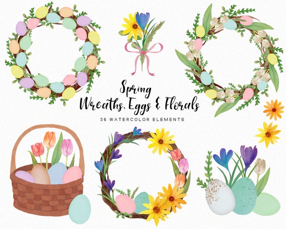 Spring Clip Art Easter Clipart Wreath Clipart Easter | Etsy