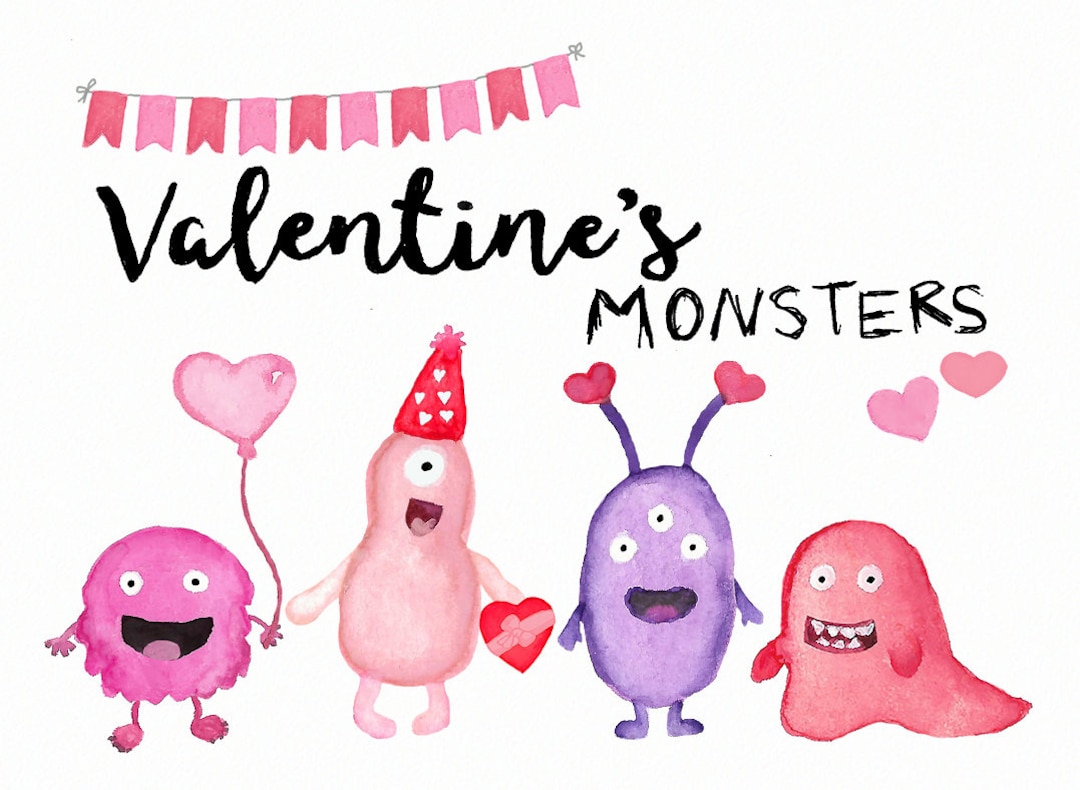 Valentine's Monsters Clip Art Cute Children's Art School Clip Art ...