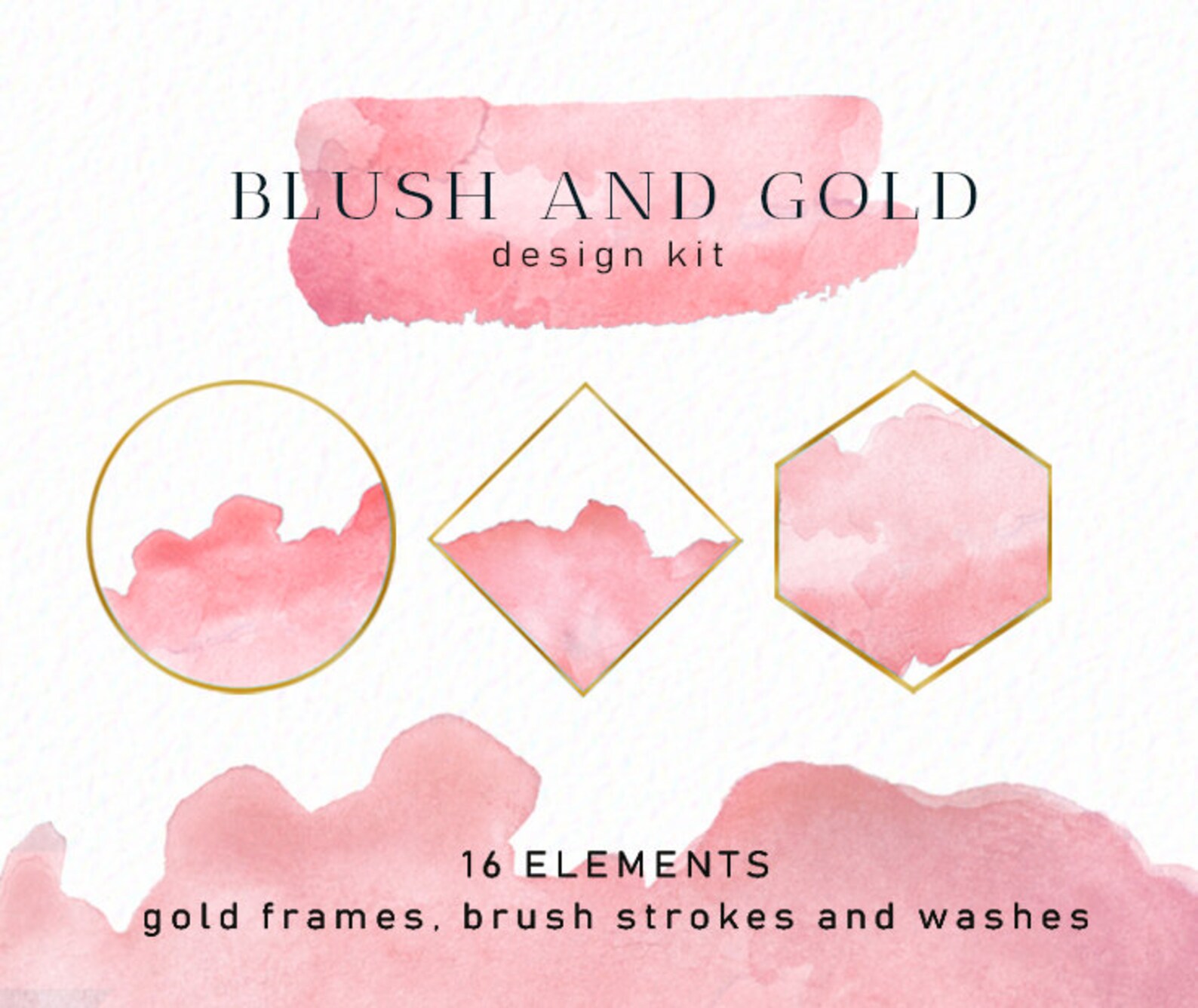 Blush Watercolor Clipart Blush and Gold Watercolor Brush - Etsy