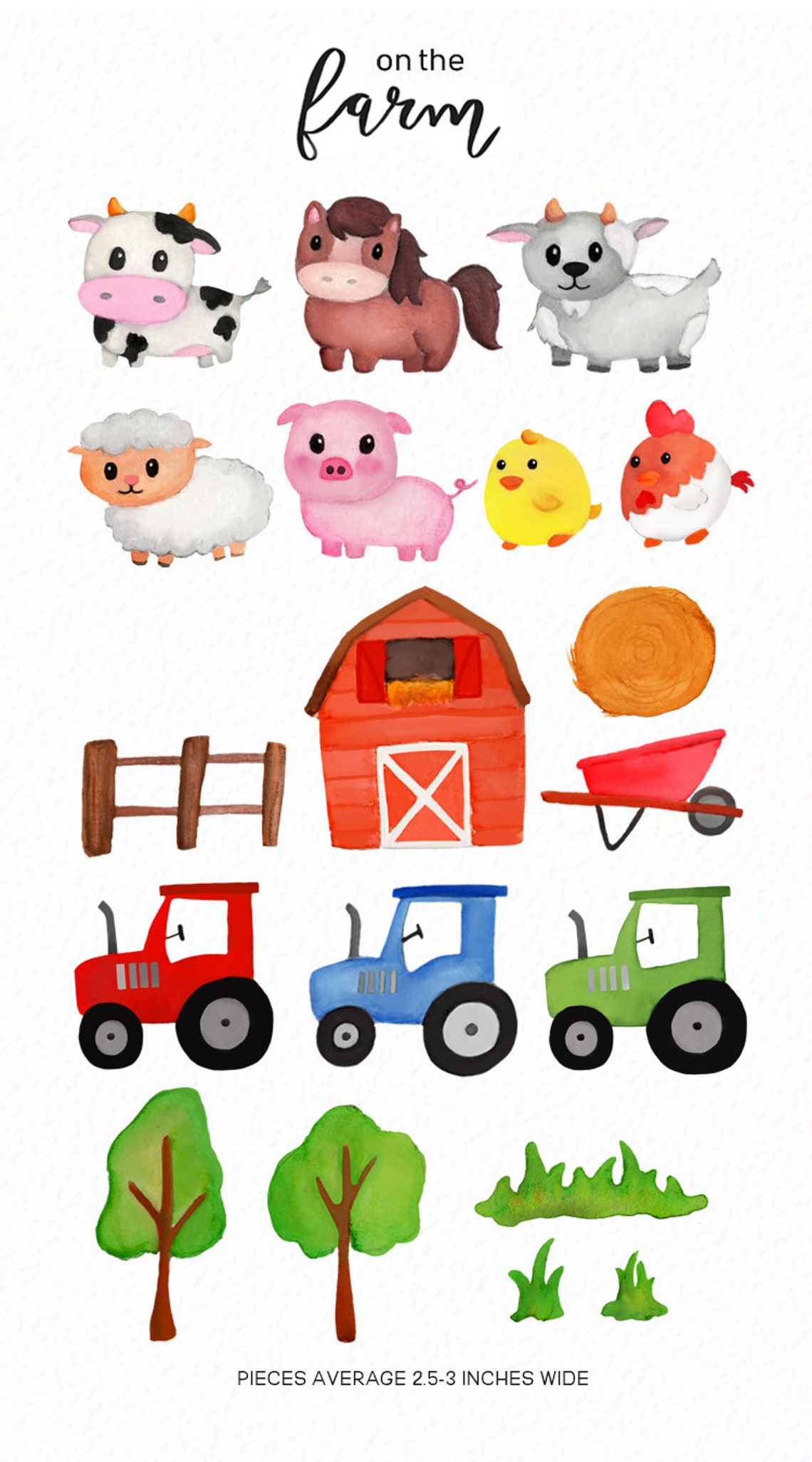 Farm Clip Art Tractor Clipart Boy Clipart Animal Clipart - Etsy