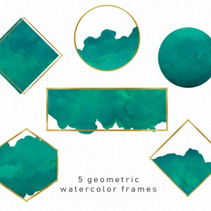 Handpainted Teal Watercolor Clipart - Teal and Gold- Watercolor Brush ...