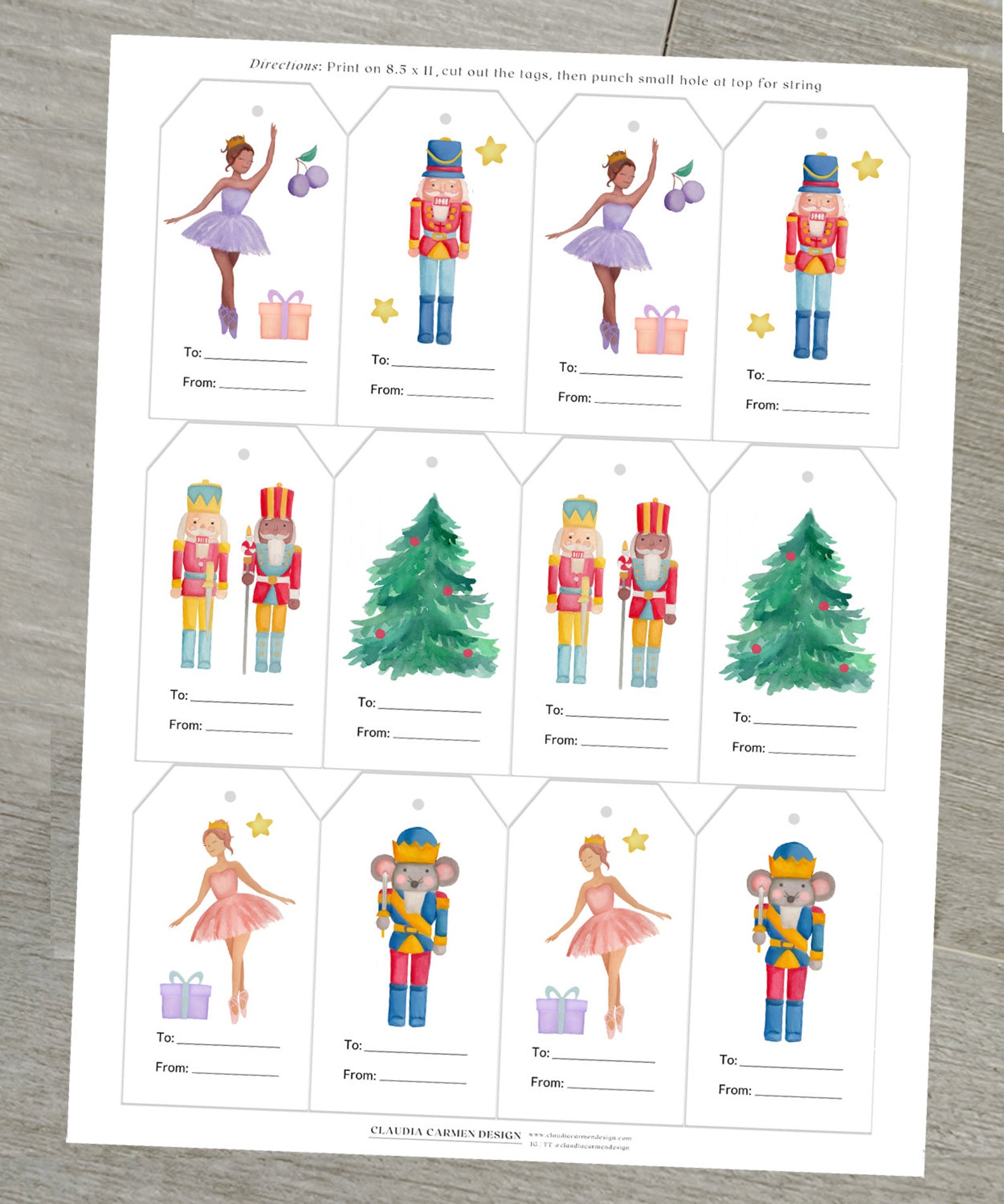 Printable Nutcracker Gift Tags Digital Christmas Gift Tags - Etsy
