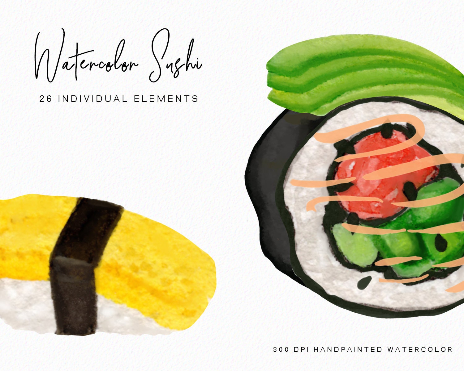 Sushi Clipart Watercolor Sushi Sushi Rolls Nigiri | Etsy