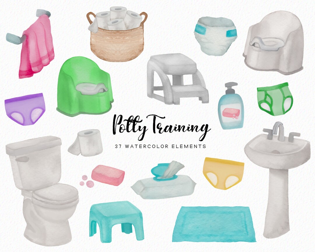 Potty Training Clip Art Watercolor Potty Training Clipart Toilet ...