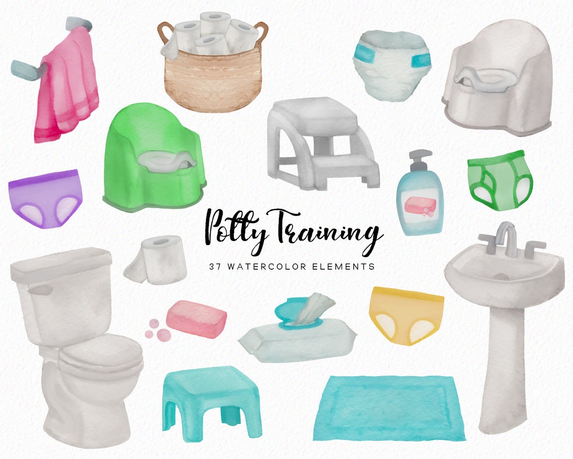 Potty Training Clip Art Watercolor Potty Training Clipart - Etsy