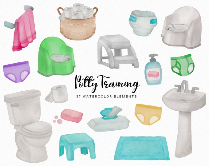 Potty Training Clipart. Bathroom Chores, Toilet, Toilet Paper, Poop ...