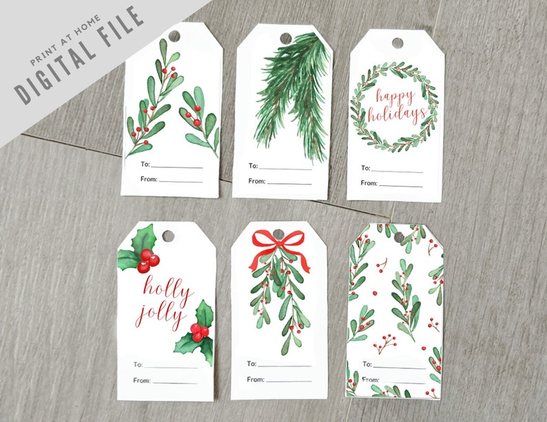 Printable Holly Jolly Gift Tags Digital Christmas Gift Tags - Etsy