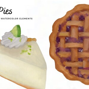 Watercolor Pie Clipart – Handpainted Dessert Illustrations (commercial ...