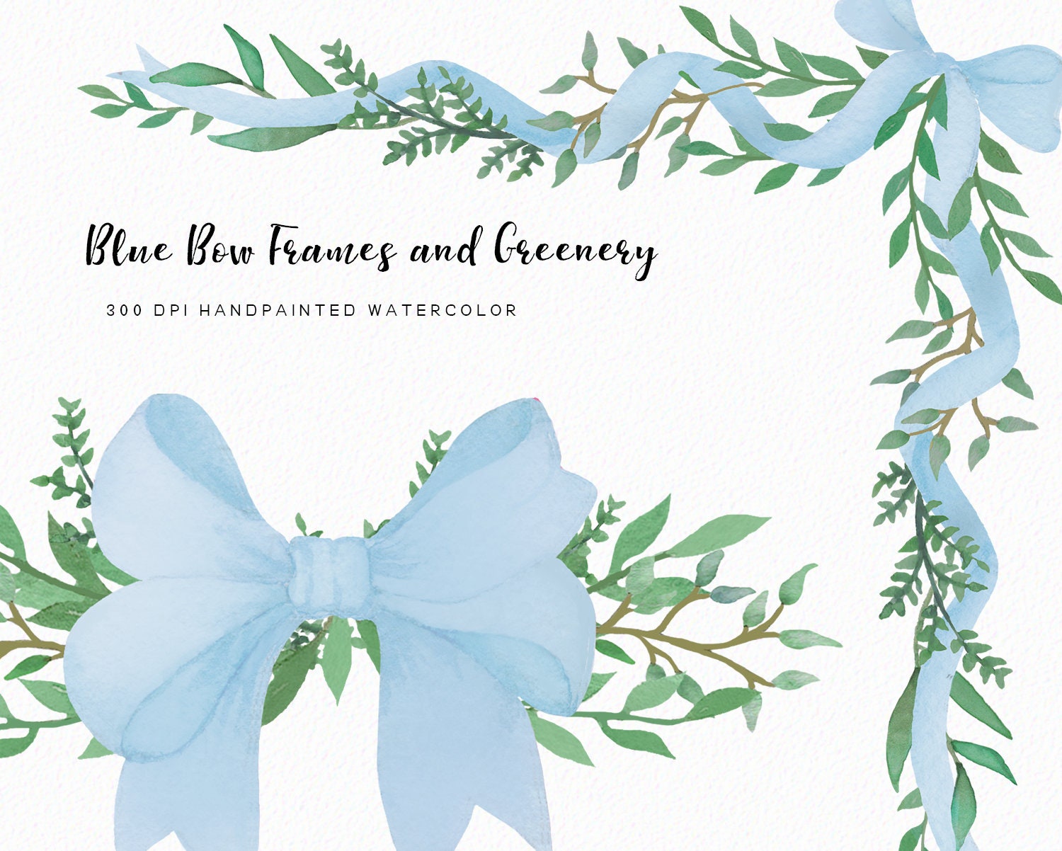 Blue Watercolor Bows Bow Frames Clipart Christmas Bow - Etsy