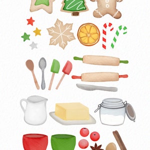 Holiday Baking Clipart Watercolor Christmas Clipart Winter Clipart ...