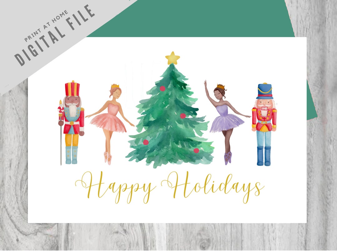 Printable Nutcracker Holiday Card, Digital Christmas Card, Holiday Card ...