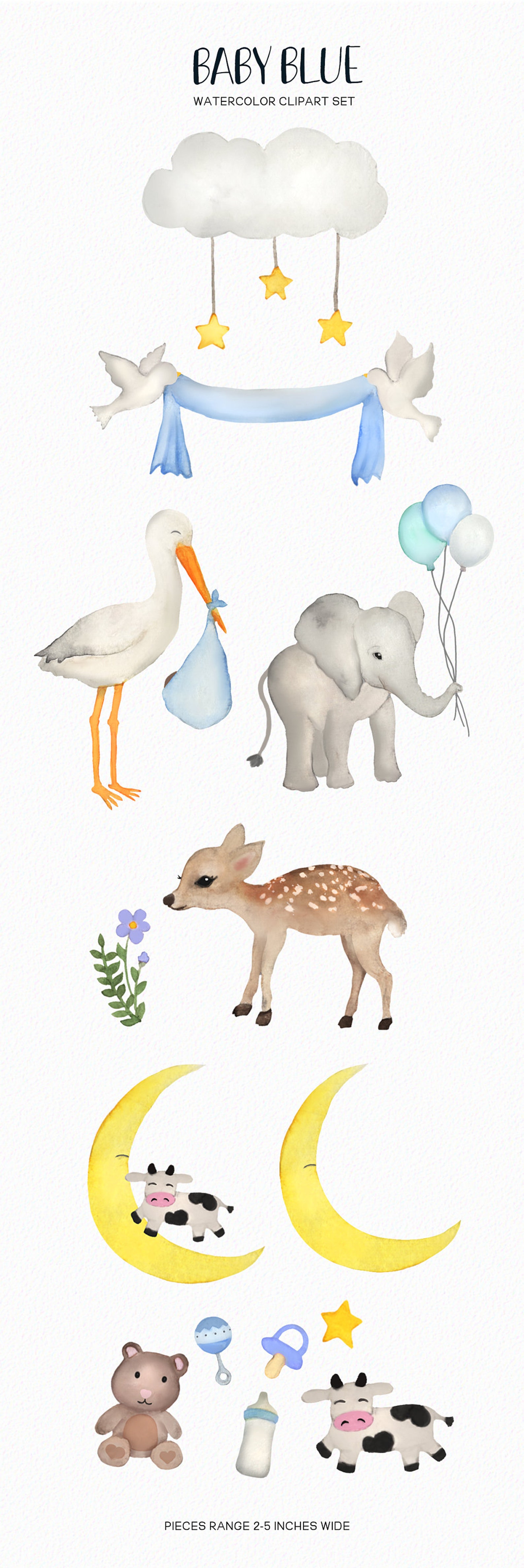 Baby Blue Clipart baby Boy Graphics watercolor Baby Shower - Etsy