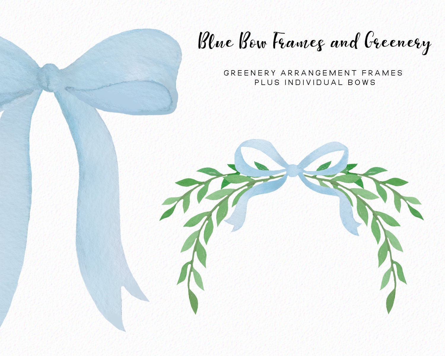 Blue Watercolor Bows Bow Frames Clipart Christmas Bow - Etsy