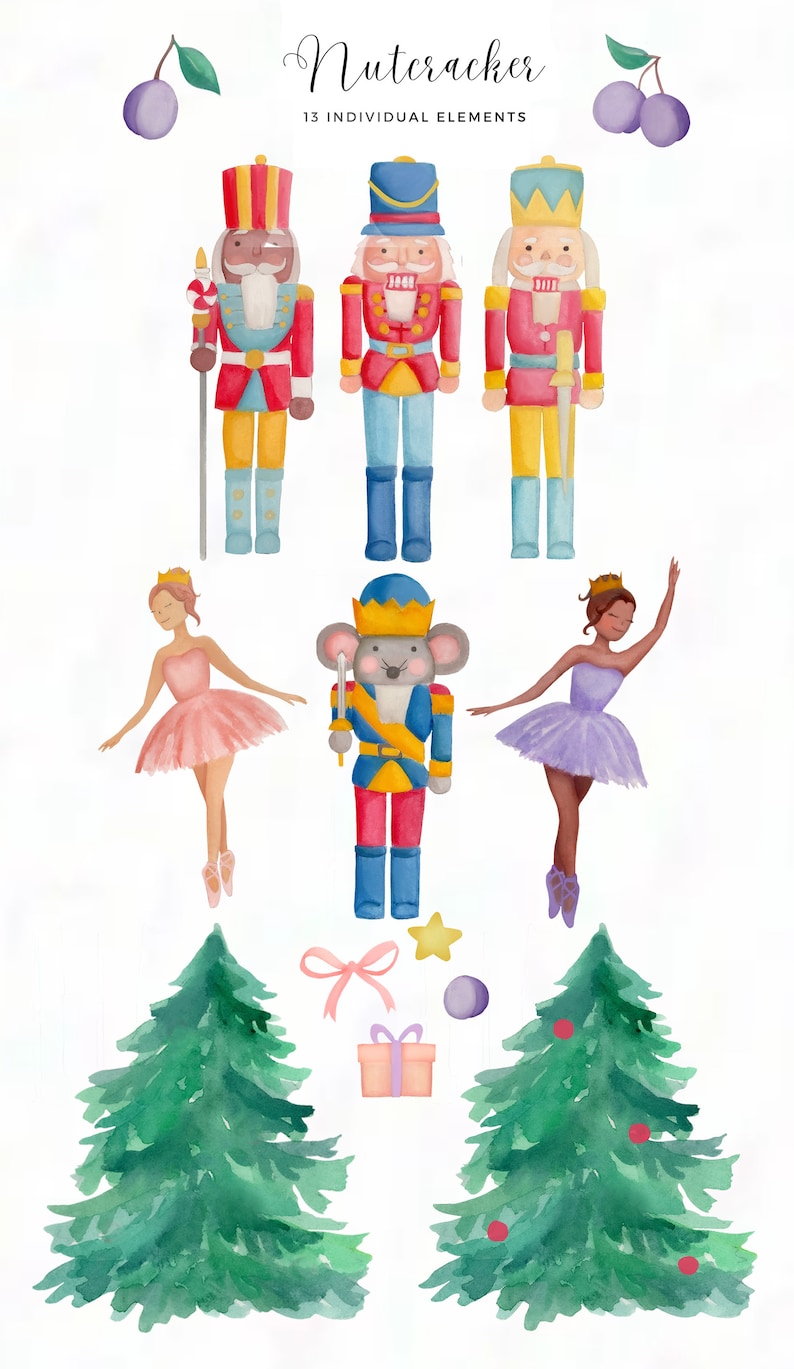 Watercolor Nutcracker Clipart Winter Clipart Christmas - Etsy