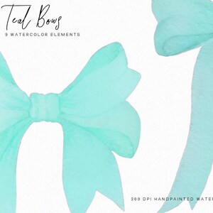 Handpainted Teal Watercolor Bow Clipart | Frames (digital Download) - Etsy
