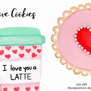 Handpainted Watercolor Cookie Clipart - Valentines Cookies - Cookie ...