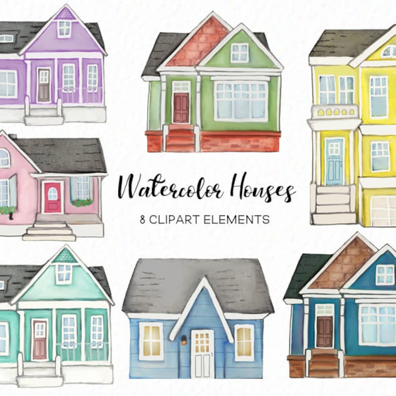 Little Houses Clipart - Etsy