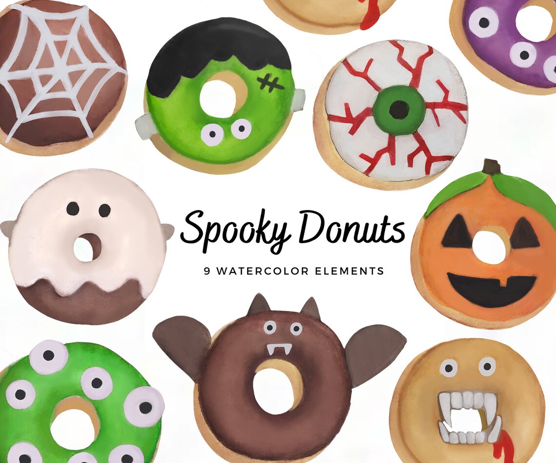 Halloween Donuts Clipart Watercolor Baking Clipart - Etsy