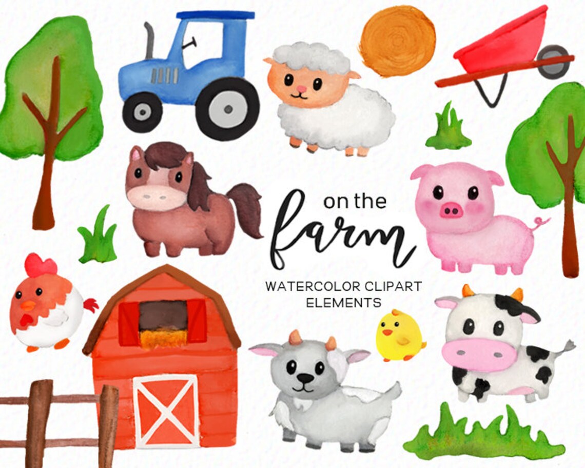 Farm Clip Art Tractor Clipart Boy Clipart Animal Clipart - Etsy