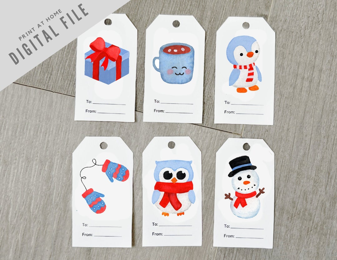 Printable Cute Holiday Gift Tags, Digital Christmas Gift Tags, Present ...