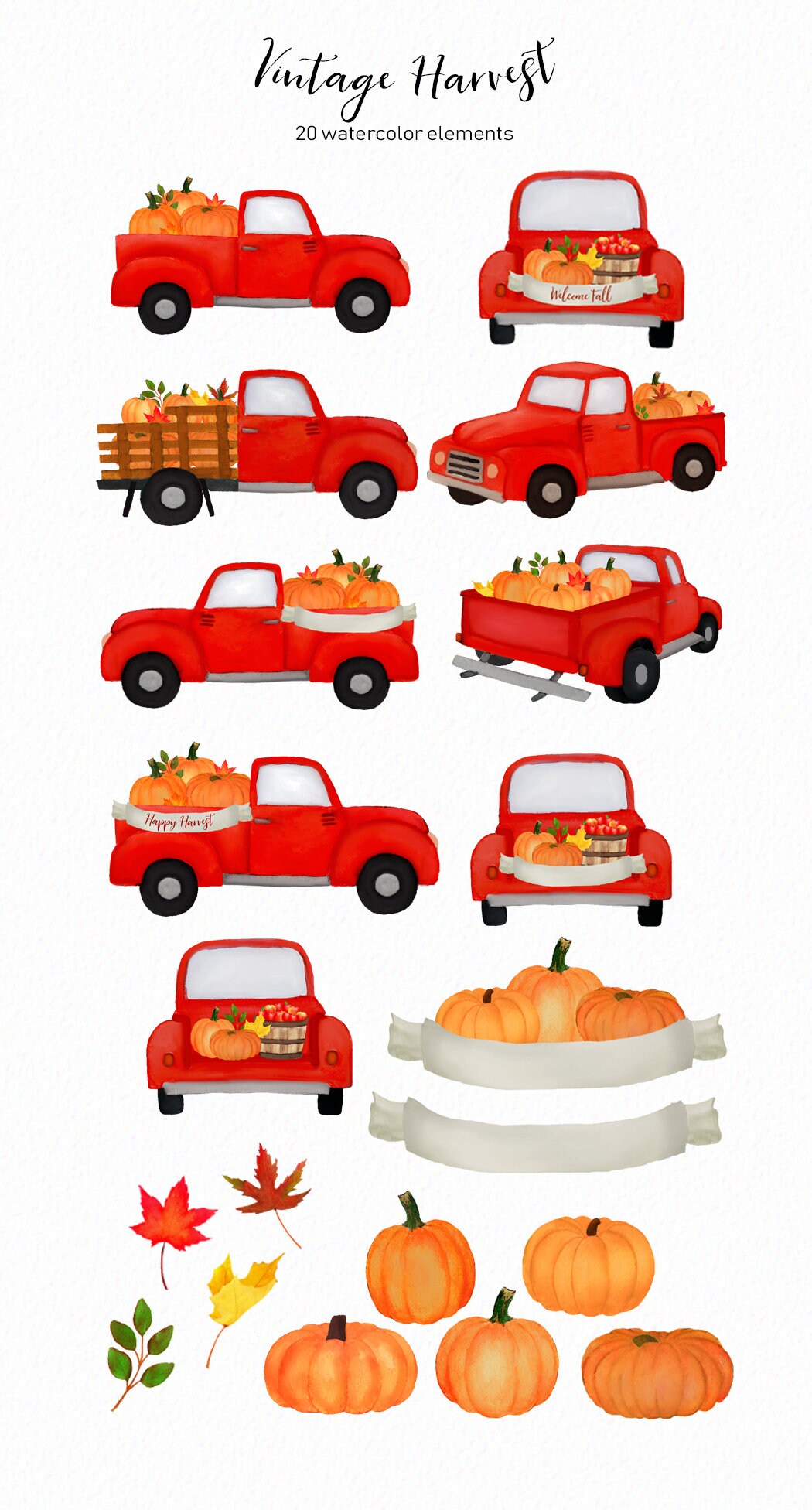 Harvest Trucks Vintage Red Truck-pumpkin Trucks Rustic - Etsy