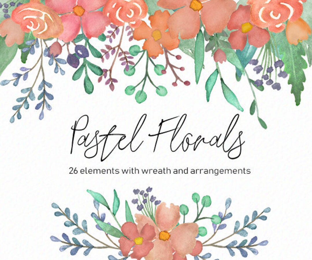 Watercolor Florals - Floral Clipart - Watercolor Florals - Pastel ...