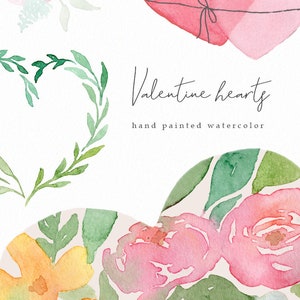 Valentines Clipart Watercolor Hearts Watercolor Florals Heart Clip Art ...