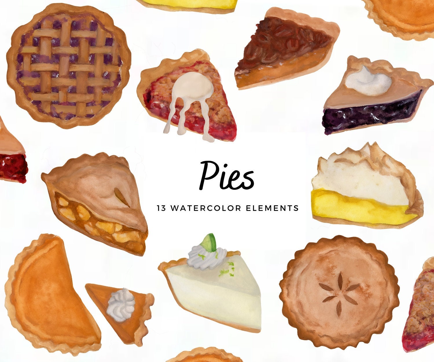 Watercolor Pie Clipart Fresh Pie Clipart Treat Clip Art - Etsy UK
