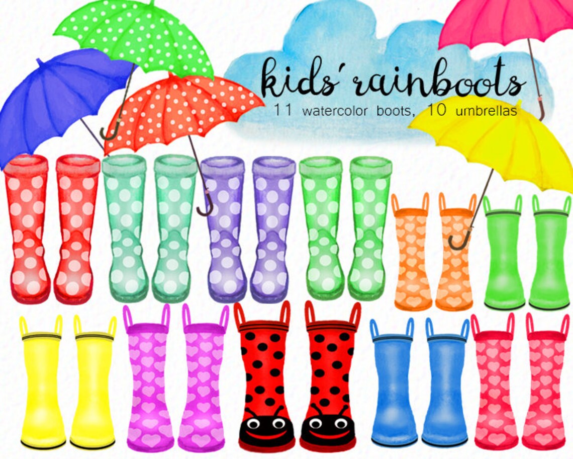 Children's Rainboots Rainboot Clip Art Spring Clip Art - Etsy