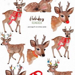 Watercolor Reindeer Clipart winter Animals Watercolor Deer Holiday Clip ...