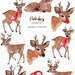 Watercolor Reindeer Clipart winter Animals Watercolor Deer Holiday Clip ...