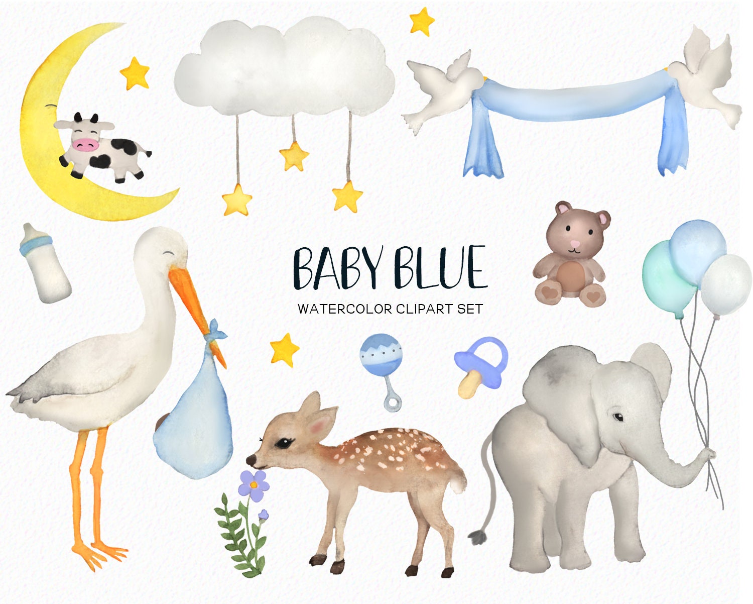 Baby Blue Clipart baby Boy Graphics watercolor Baby Shower - Etsy