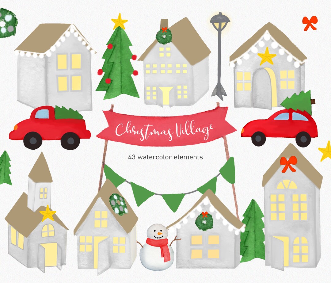 Christmas Village Clipart Winter Clipart Christmas Houses Holiday ...