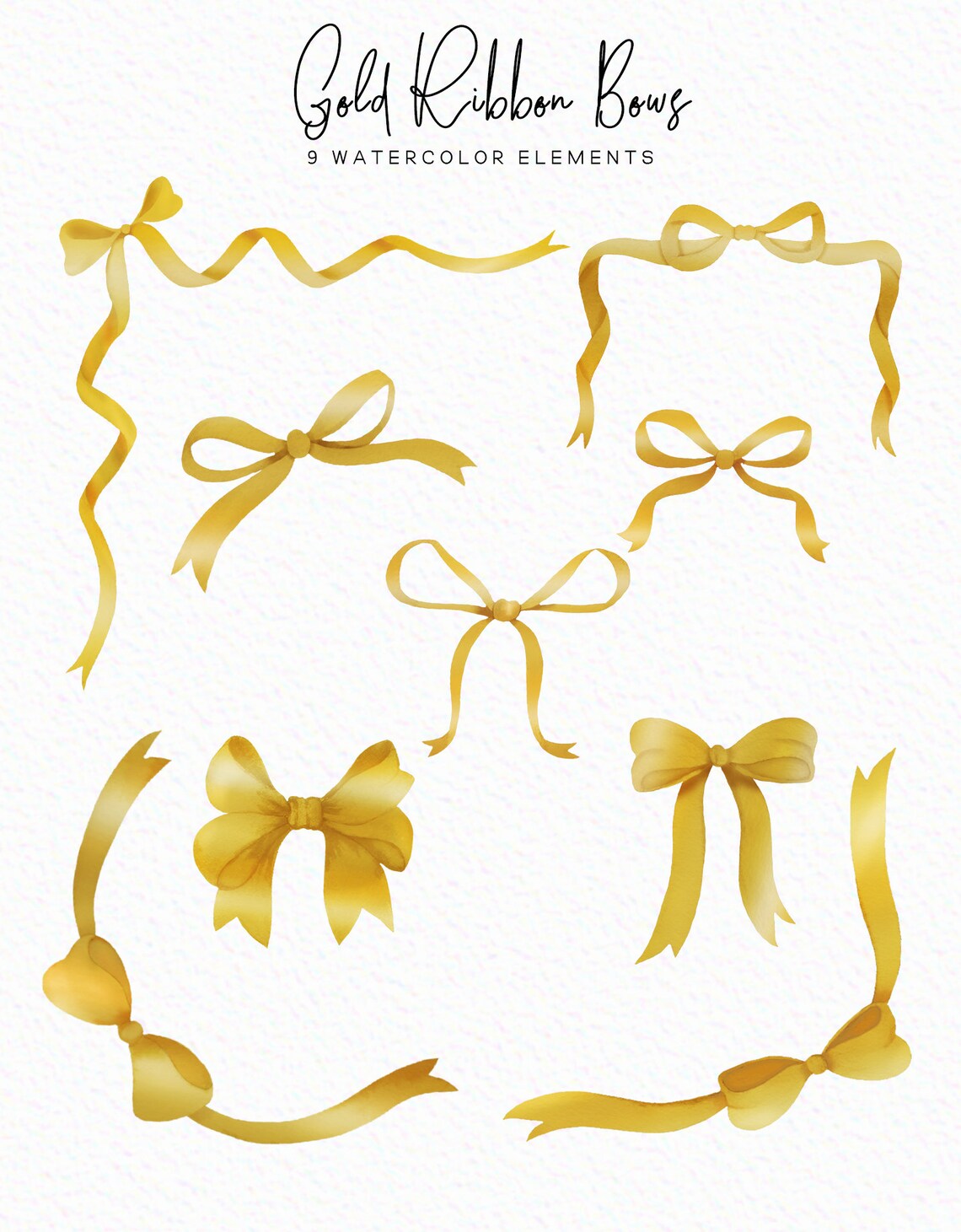 Gold Ribbon Bows Bow Frames Clipart Watercolor Bows - Etsy Canada
