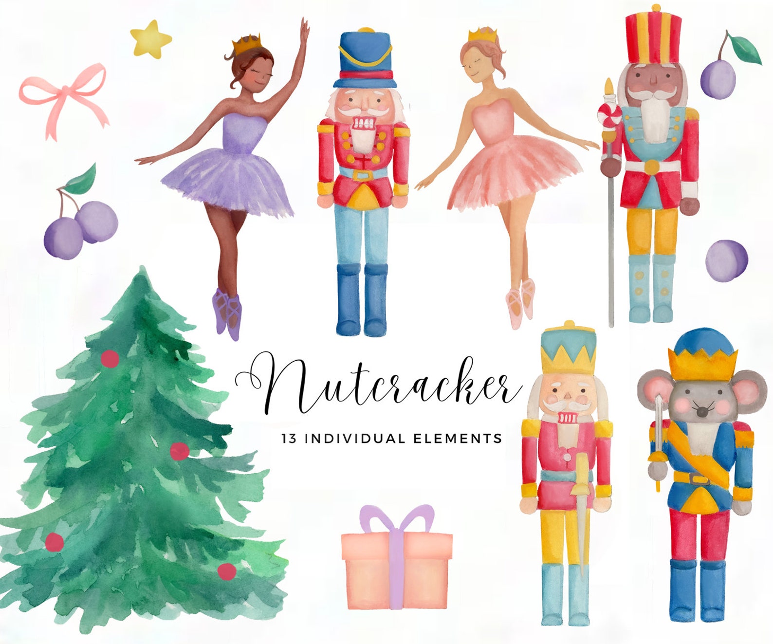 Watercolor Nutcracker Clipart Winter Clipart Christmas - Etsy